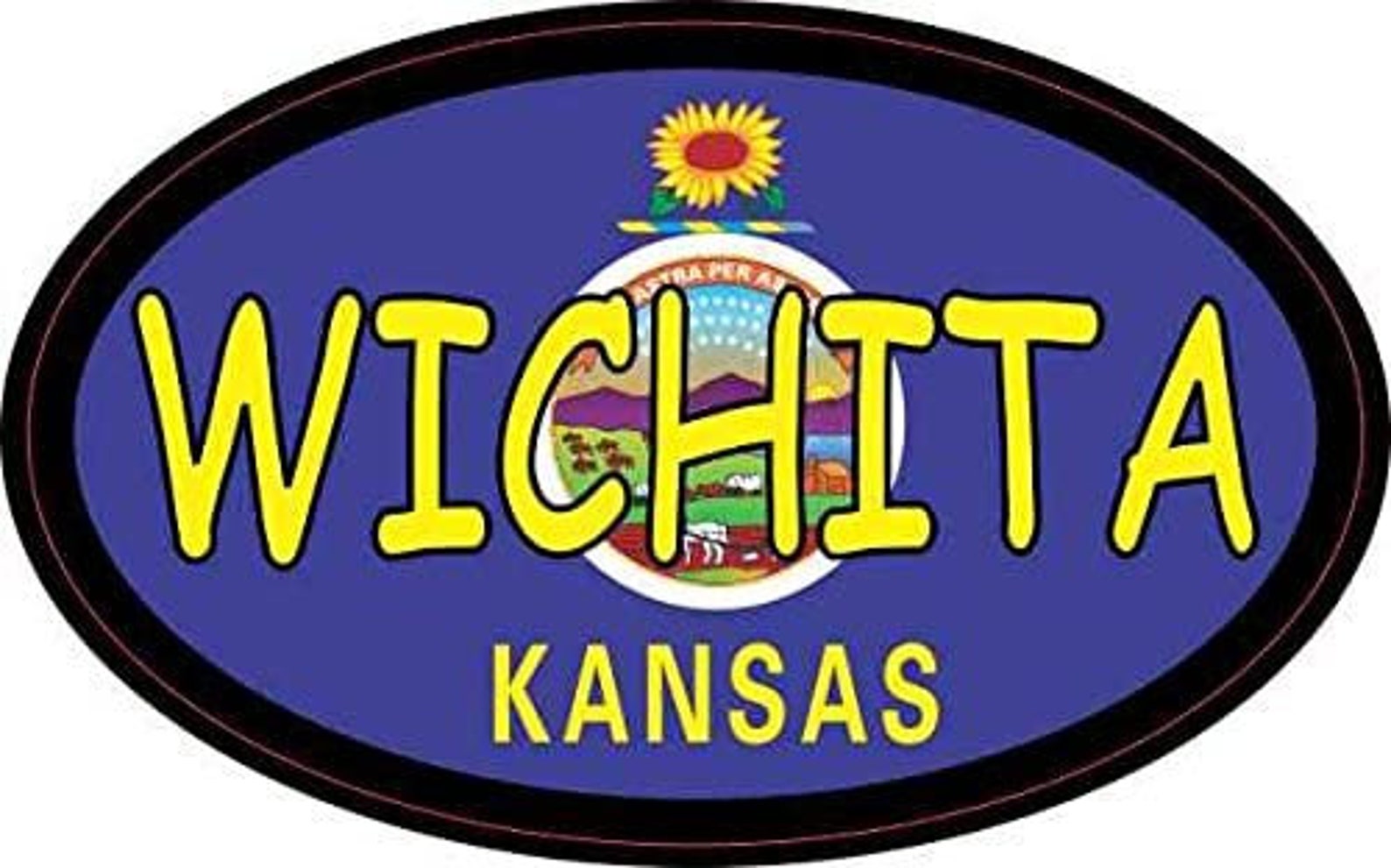 Stickertalk Oval Kansas Flag Wichita Vinyl Sticker 4 Inches - Etsy