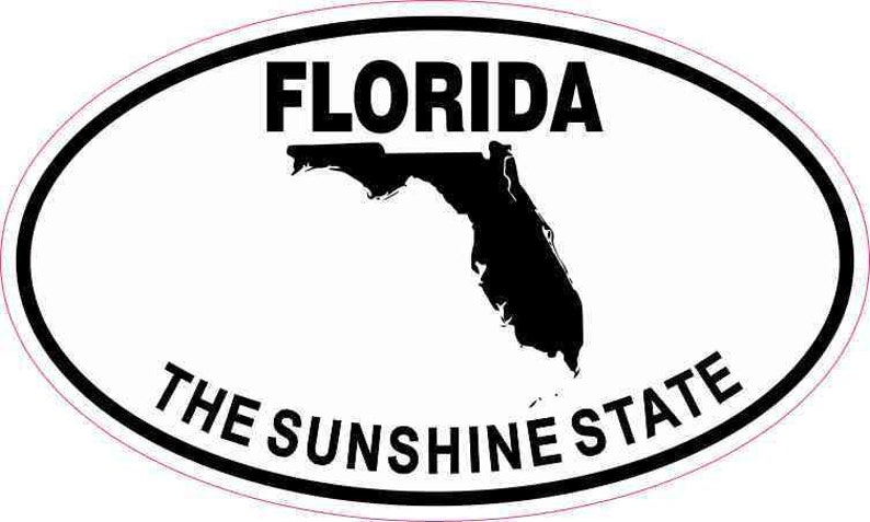 5in X 3in Oval Florida the Sunshine State Sticker - Etsy