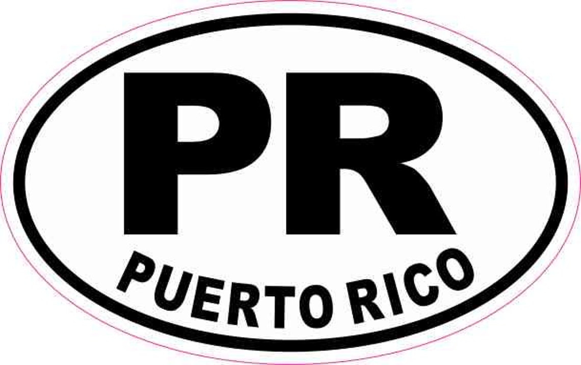 4in X 2.5in Oval PR Puerto Rico Sticker - Etsy