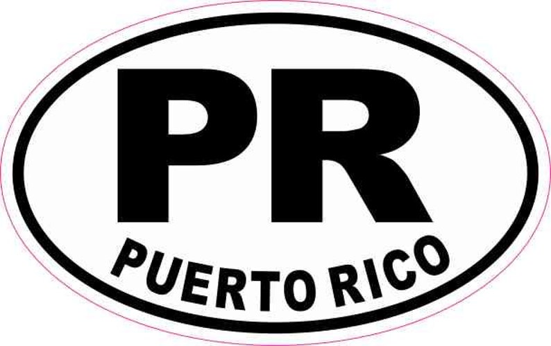 4in X 2.5in Oval PR Puerto Rico Sticker - Etsy