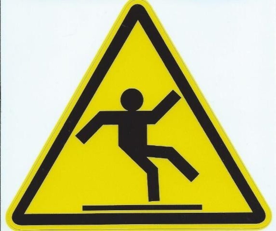 4.5inx4in Slip and Fall Warning Sign Decal Sticker Business - Etsy