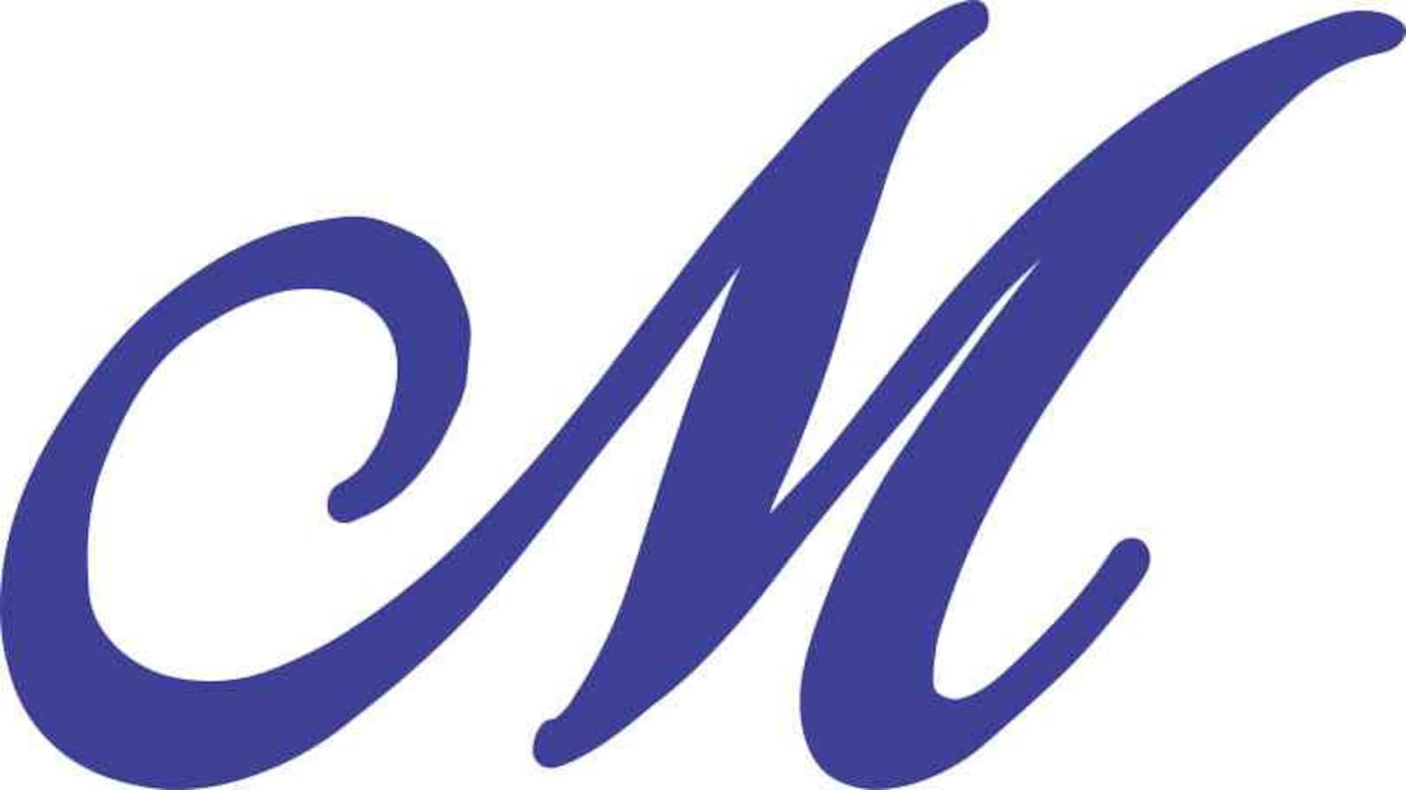 5.25in x 3in Blue Cursive M Monogram Sticker Fancy Vinyl | Etsy