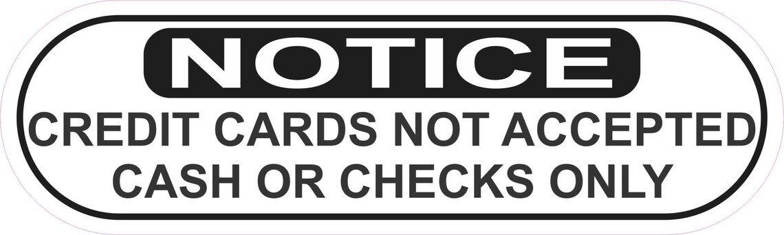 Stickertalk Cash or Checks Only Vinyl Sticker 10 Inches X 3 | Etsy