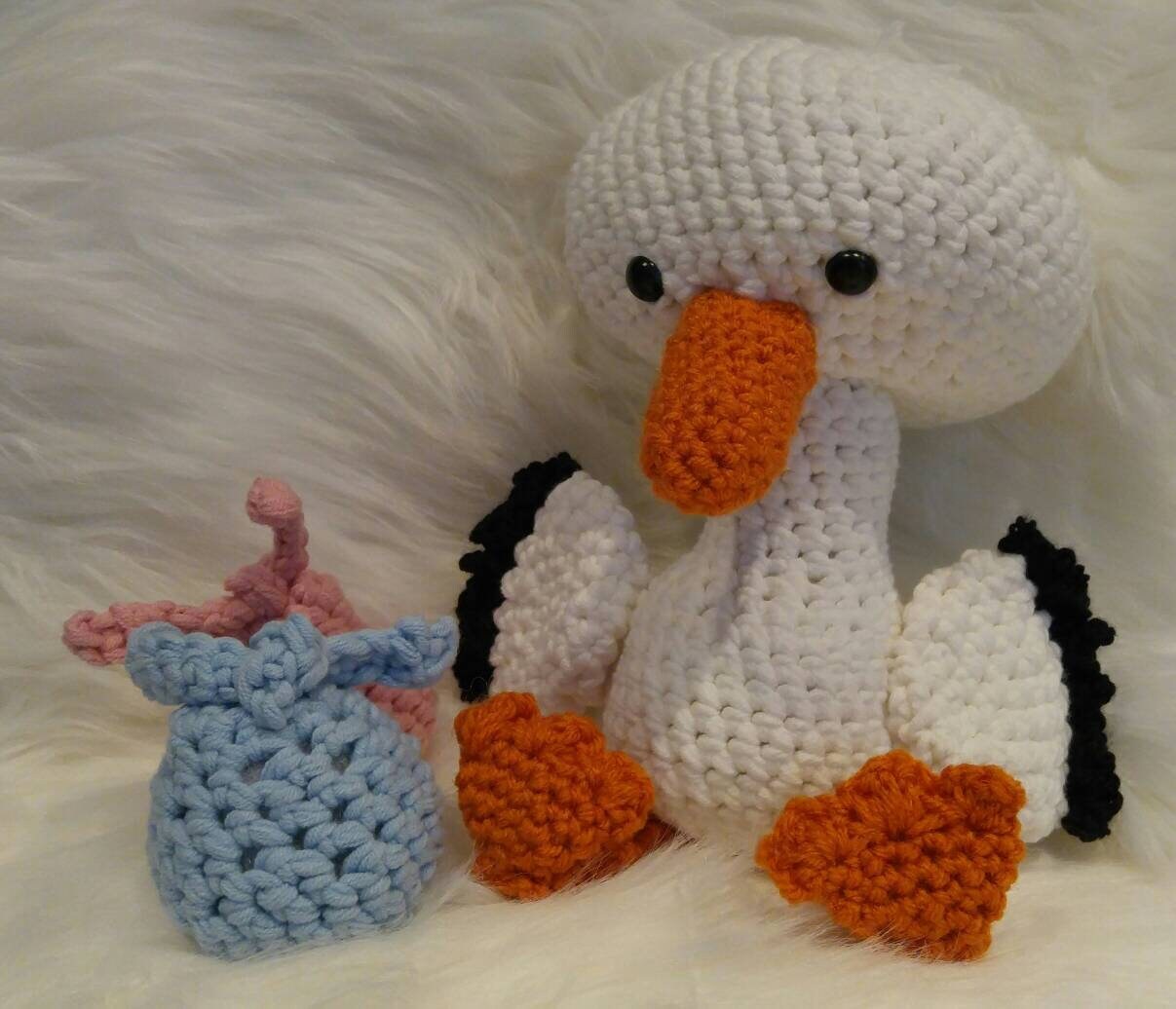 Baby Stork Gender Reveal Crochet Stuffed Stork Custom Made to | Etsy