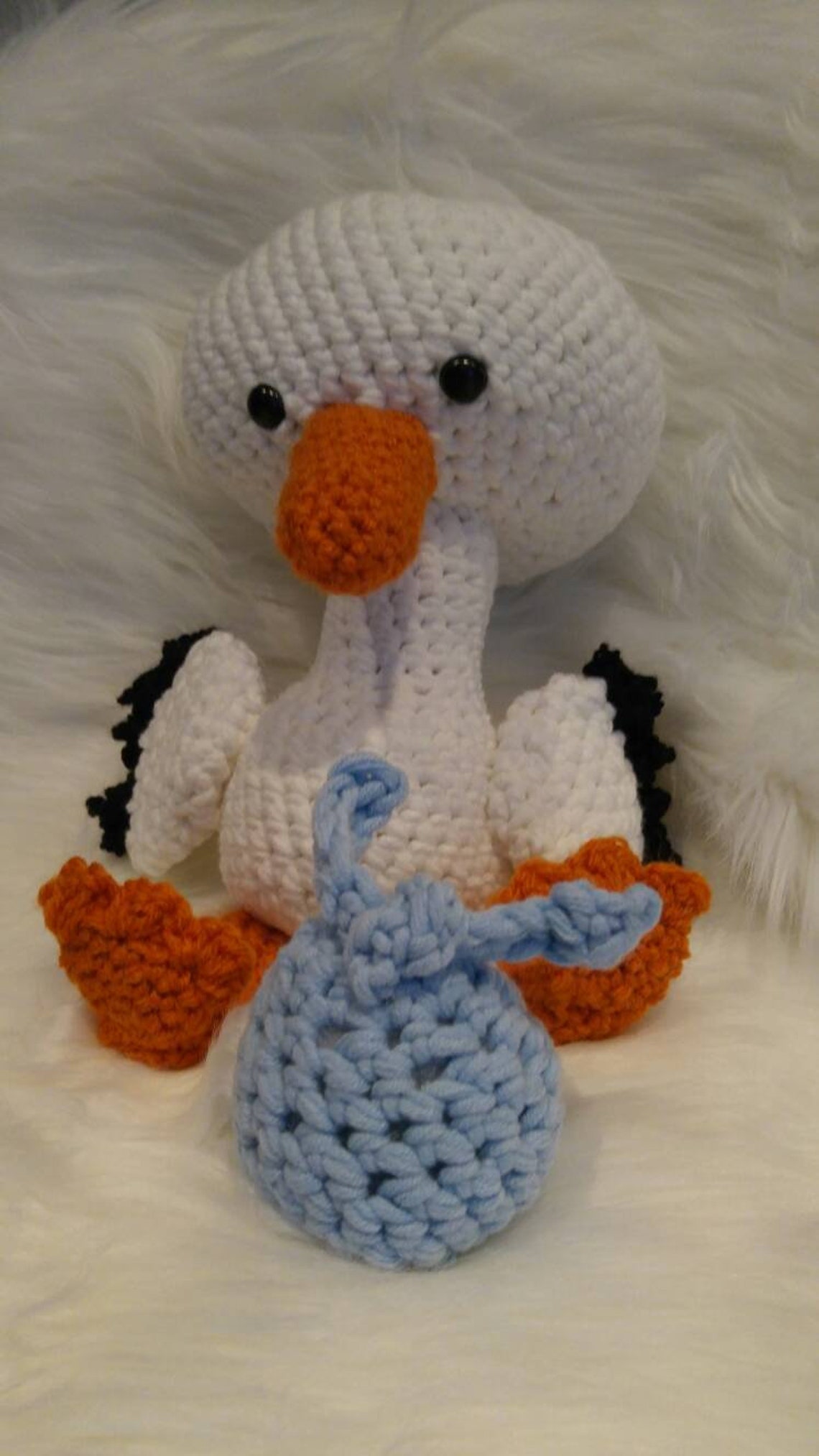 Baby Stork Gender Reveal Crochet Stuffed Stork Custom Made to - Etsy