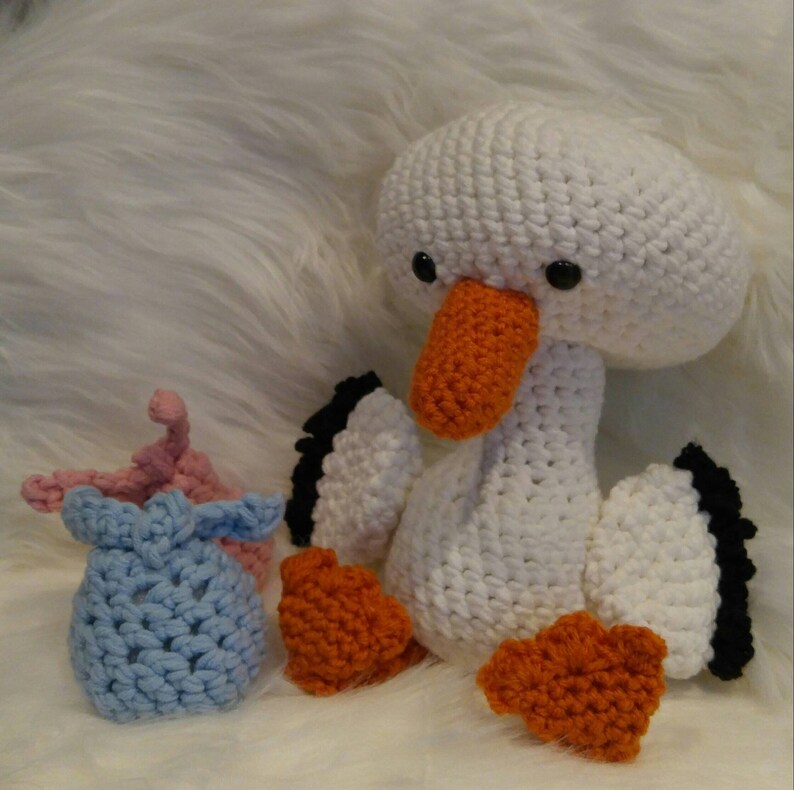 Baby Stork Gender Reveal Crochet Stuffed Stork Custom Made to - Etsy