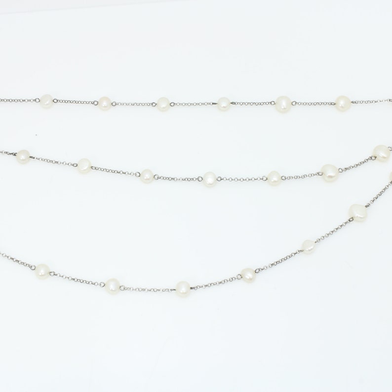 Vintage Fresh Water Pearl Necklace Sterling Silver 3 Strand Etsy