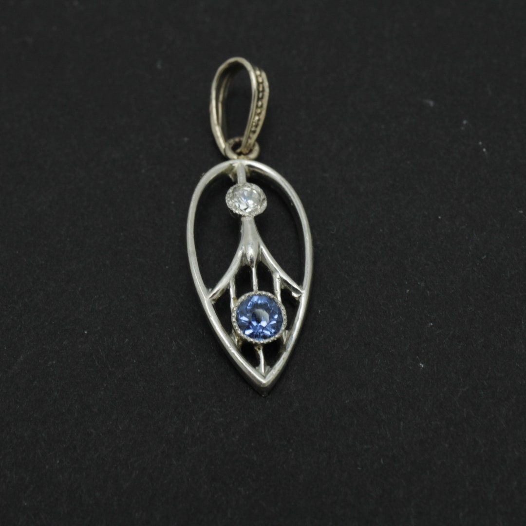Antique Diamond Sapphire Platinum Pendant Art Deco Pendant Rose Cut - Etsy