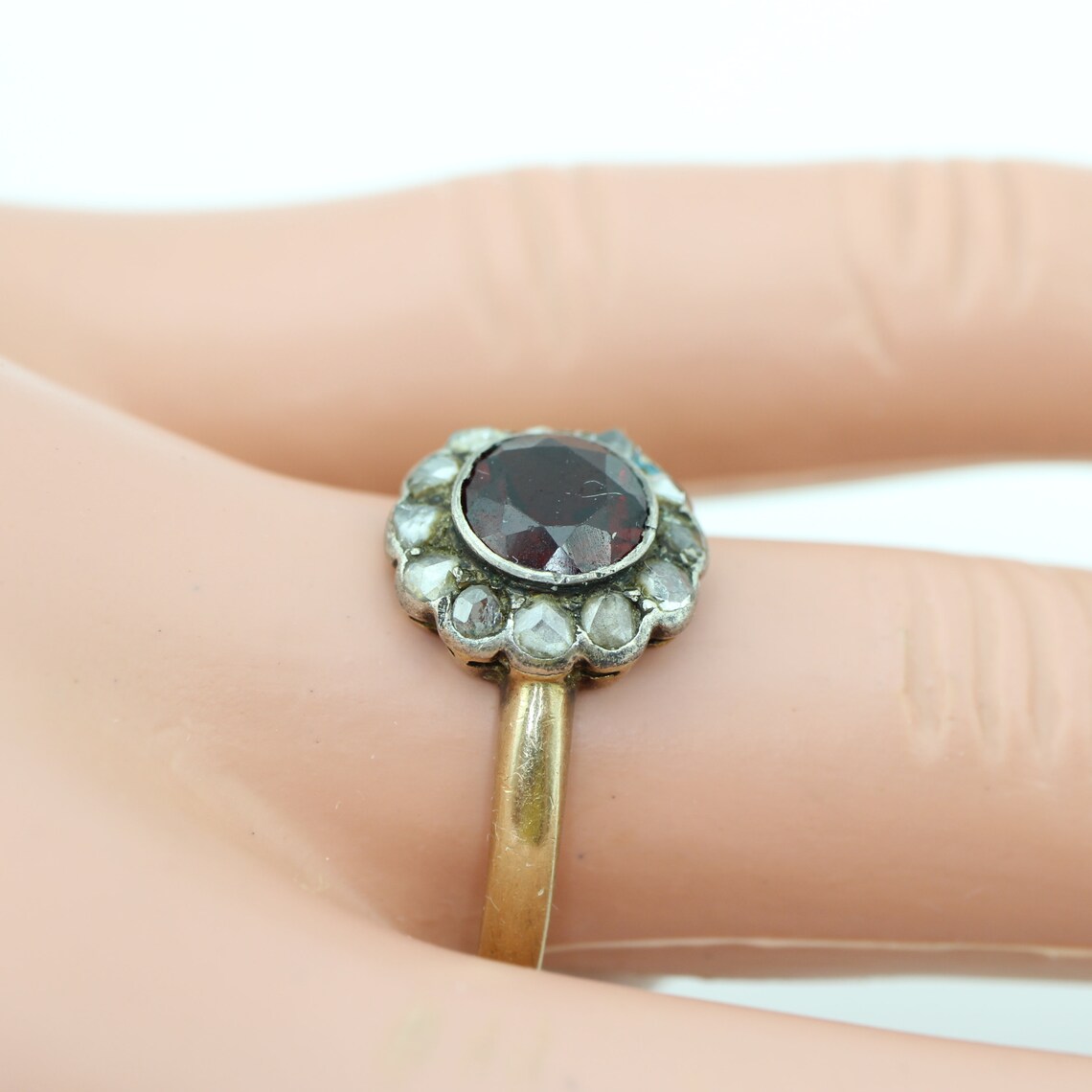 Antique Victorian Garnet Rose Cut Diamond Engagement Ring 18K - Etsy