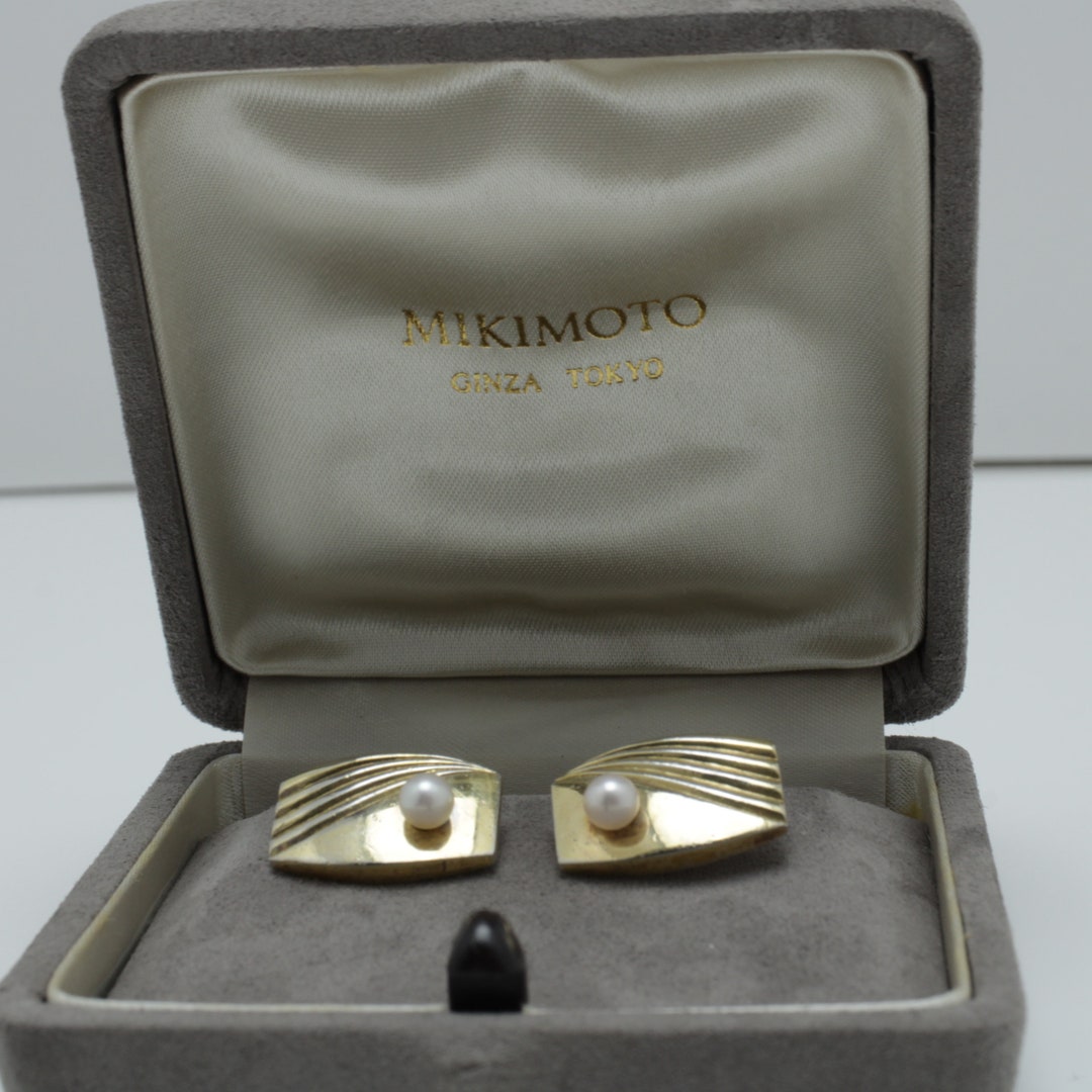 Mikimoto Pearl Cufflinks Sterling Silver Gold Tone Cufflinks and Box - Etsy