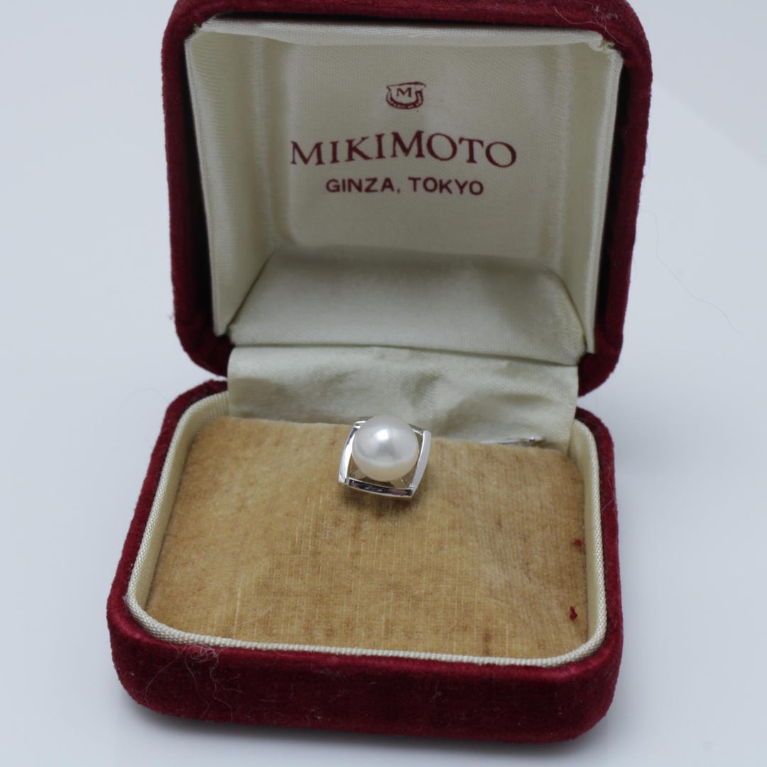 Mikimoto Pearl Tie Pin Sterling Silver 6.8mm Pearl Tie Tack Tie Clip - Etsy