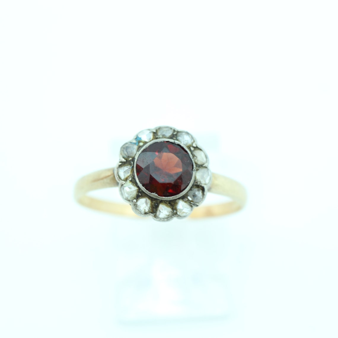 Antique Victorian Garnet Rose Cut Diamond Engagement Ring 18K - Etsy