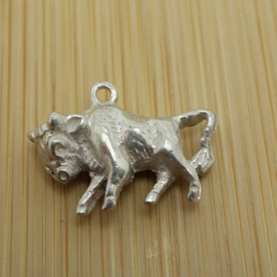 Vintage 835 Silver Bull Charm Longhorn Bull - Gem