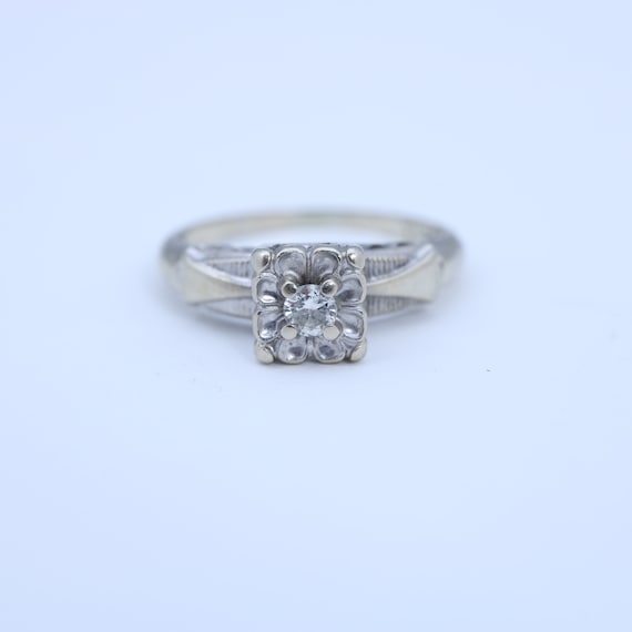 Antique Art Deco Euro Cut Diamond Engagement Ring 14K… - Gem