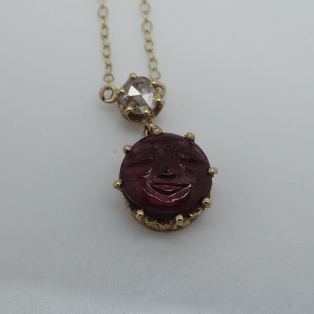 Vintage Amethyst Diamond Pendant 14k Gold Vintage Pendant Face Pendant ...