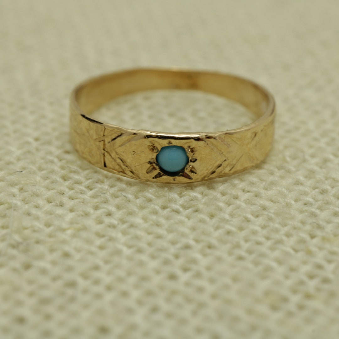Victorian Turquoise Baby Ring 14k Gold Ring Midi Ring Size 00 - Etsy
