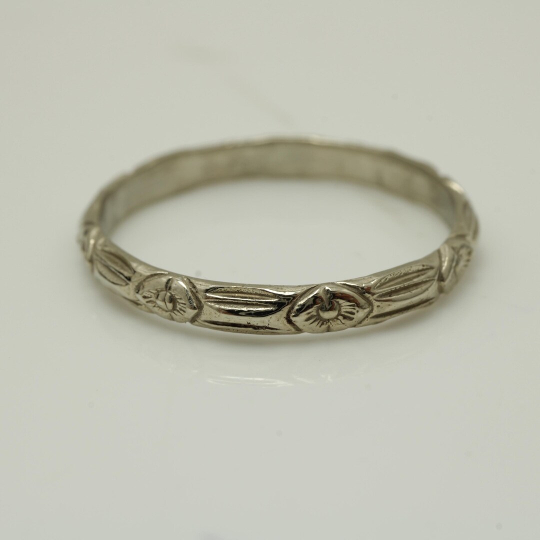 Art Deco Wedding Ring 14k White Gold Size 5.75 Stacking Ring - Etsy