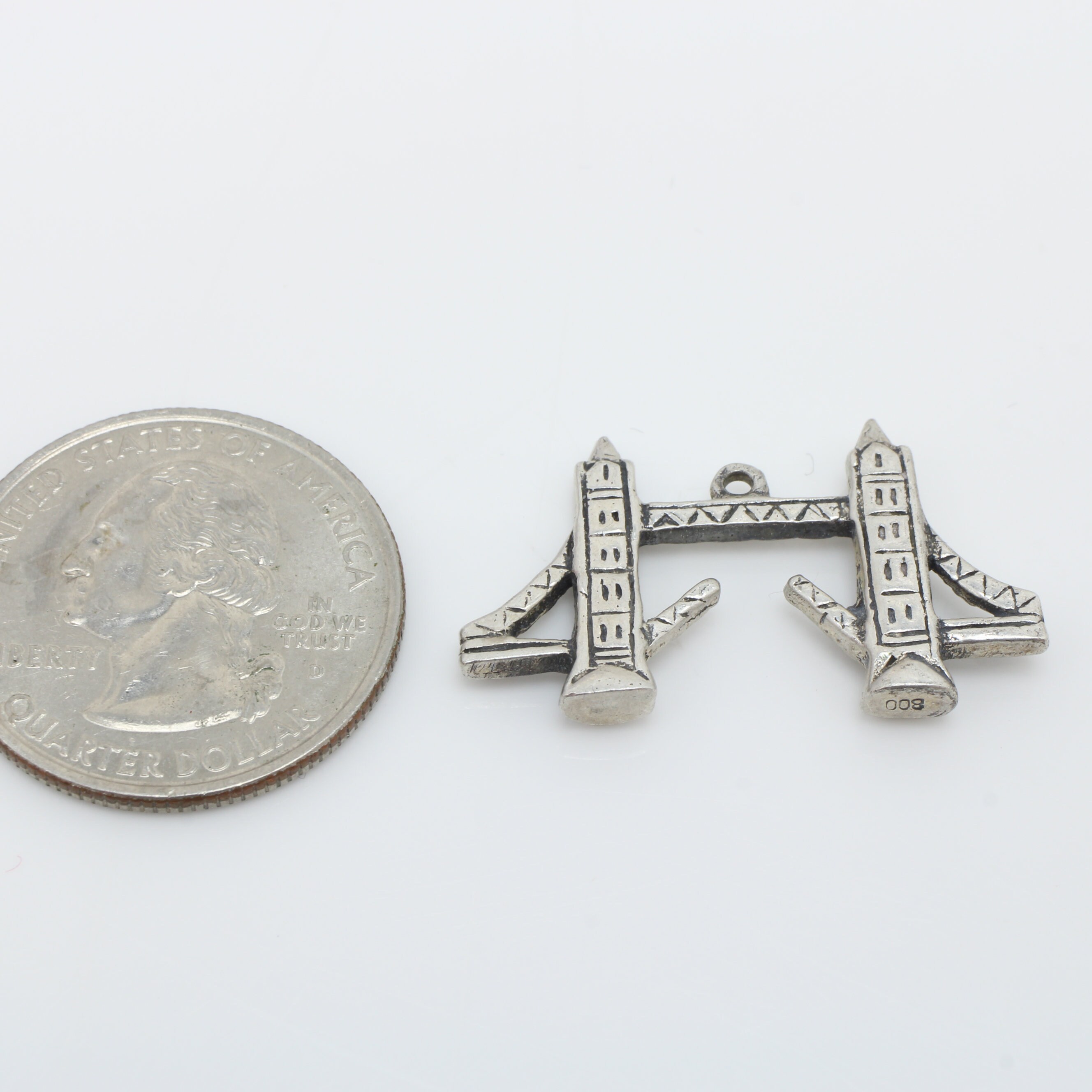 Vintage London Tower Bridge Charm 800 Silver Travel Souvenir | Etsy