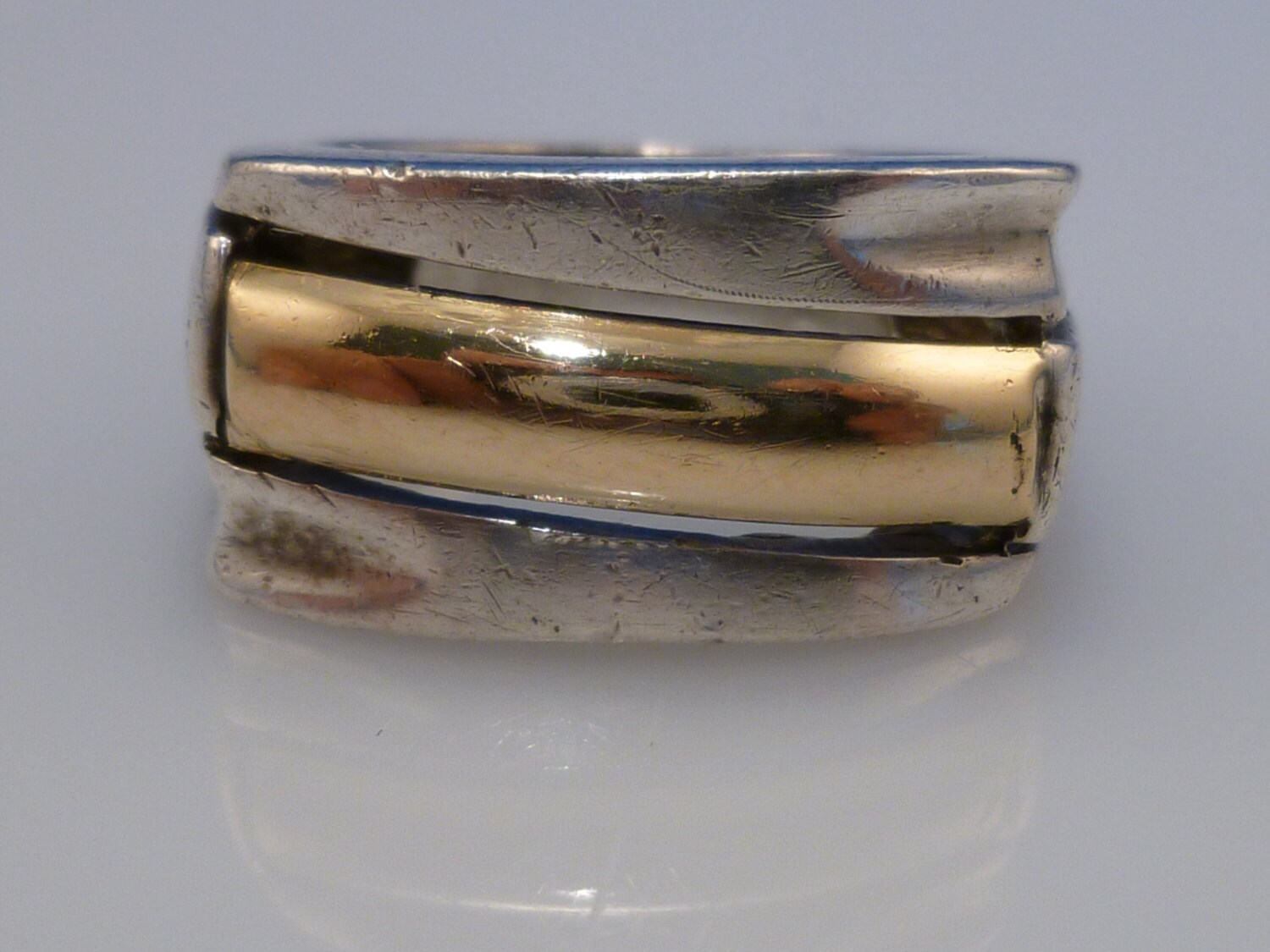 Vintage Men's Retro Ring 18k Gold Silver by Jeffery Levin - Etsy