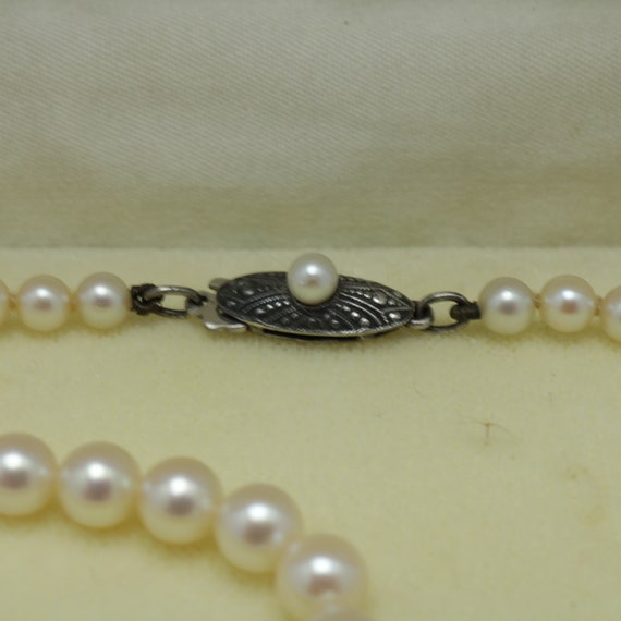 Vintage Mikimoto Pearl Necklace Sterling Silver 1950s… - Gem