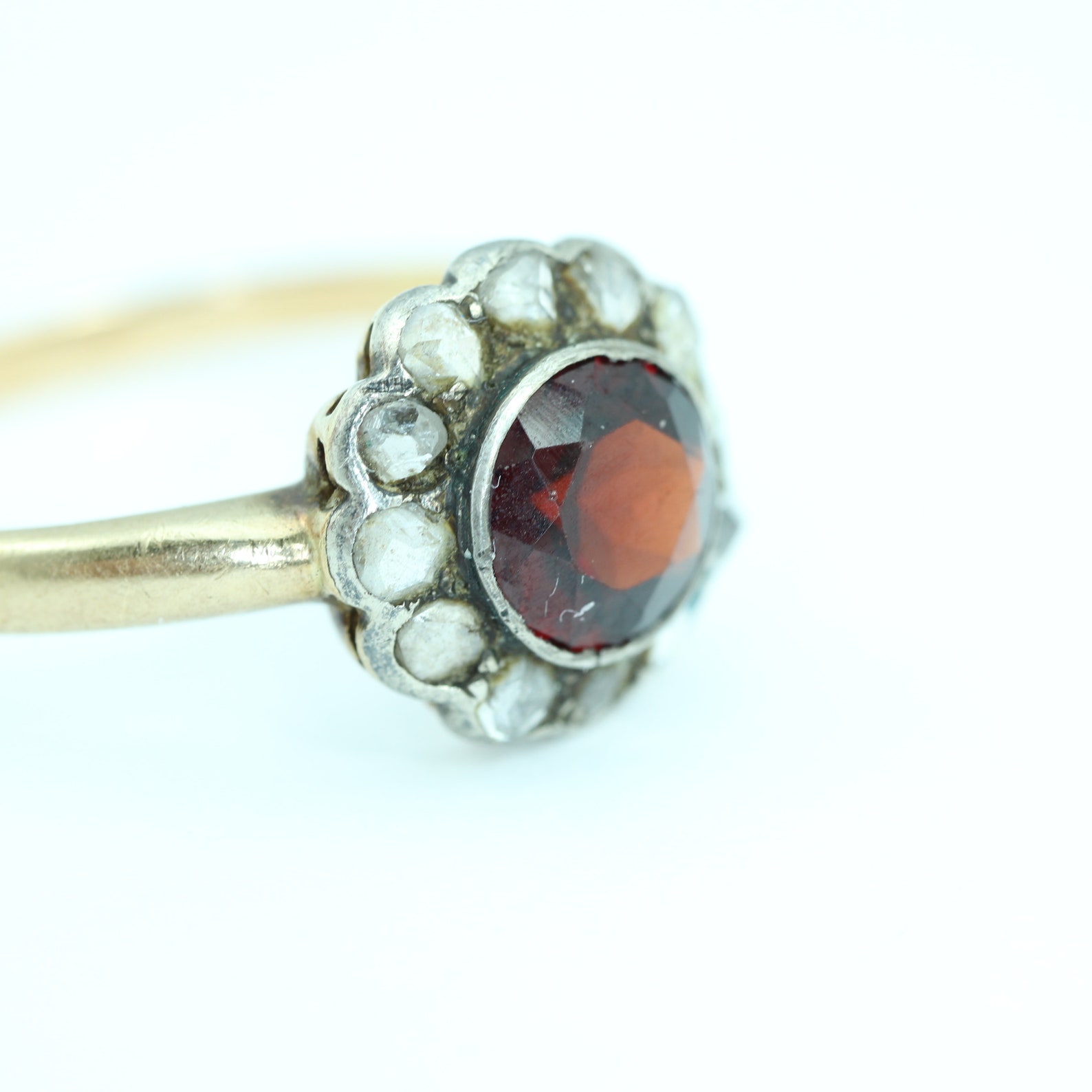 Antique Victorian Garnet Rose Cut Diamond Engagement Ring 18K - Etsy