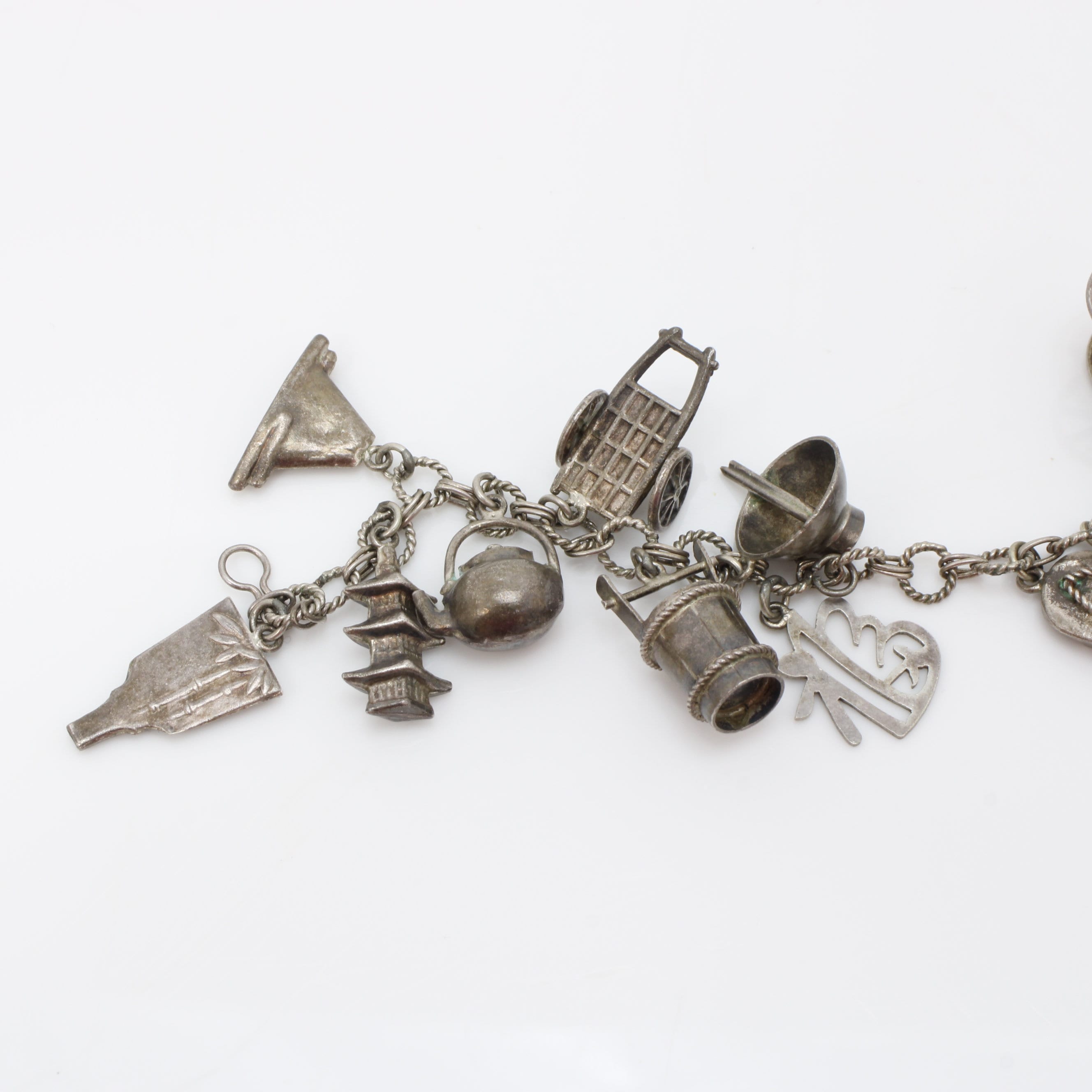 Vintage Sterling Silver Chinese Asian Charm Bracelet | Etsy