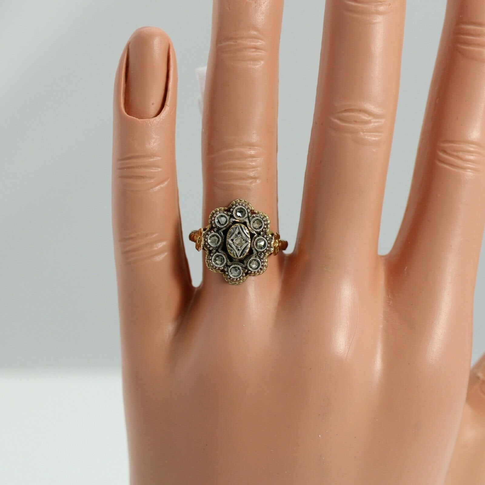 Antique rose cut diamond cluster ring 14k gold Wedding Ring | Etsy