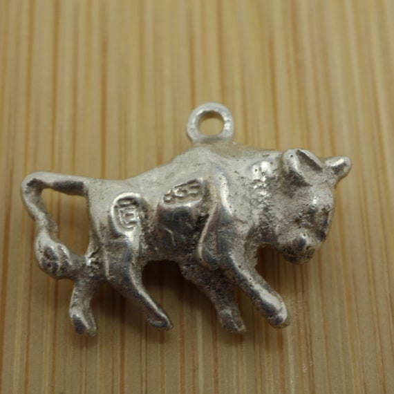 Vintage 835 Silver Bull Charm Longhorn Bull - Gem