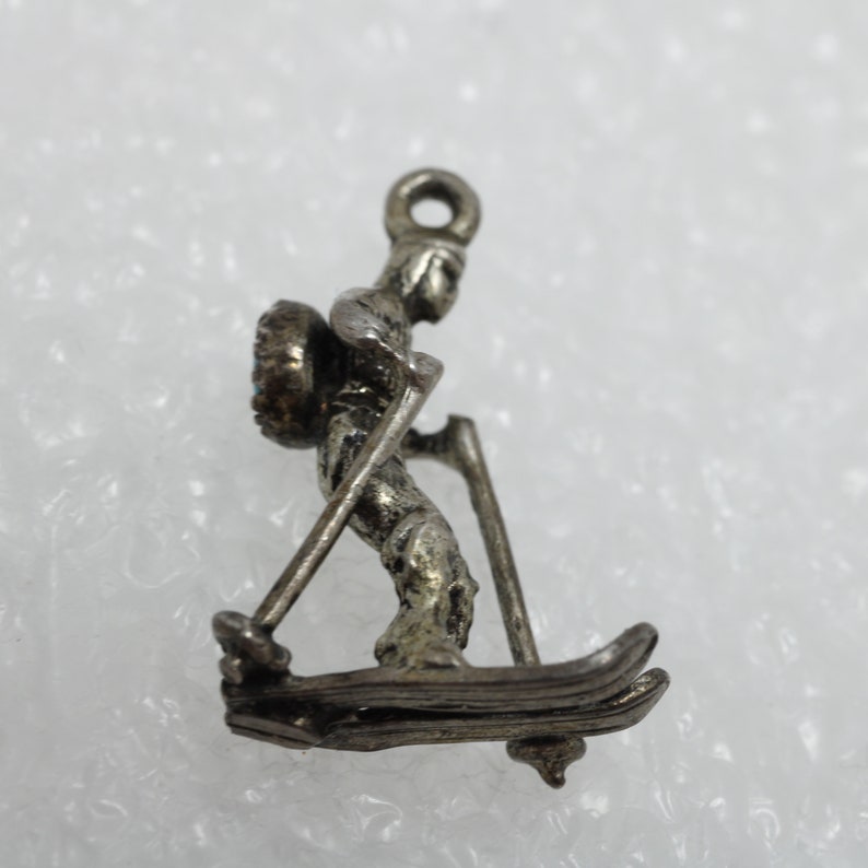 Vintage Sterling Silver Turquoise Skier Charm Pendant - Etsy
