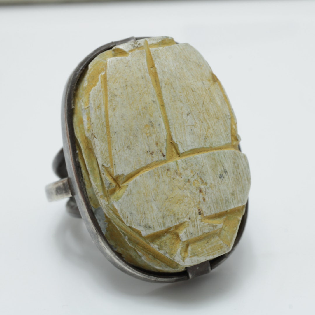 Vintage Egyptian Revival Silver Scarab Ring Size 7 Large Ring - Etsy