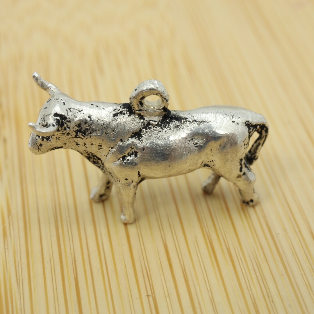 Vintage Sterling Silver Bull Charm Longhorn Bull - Etsy