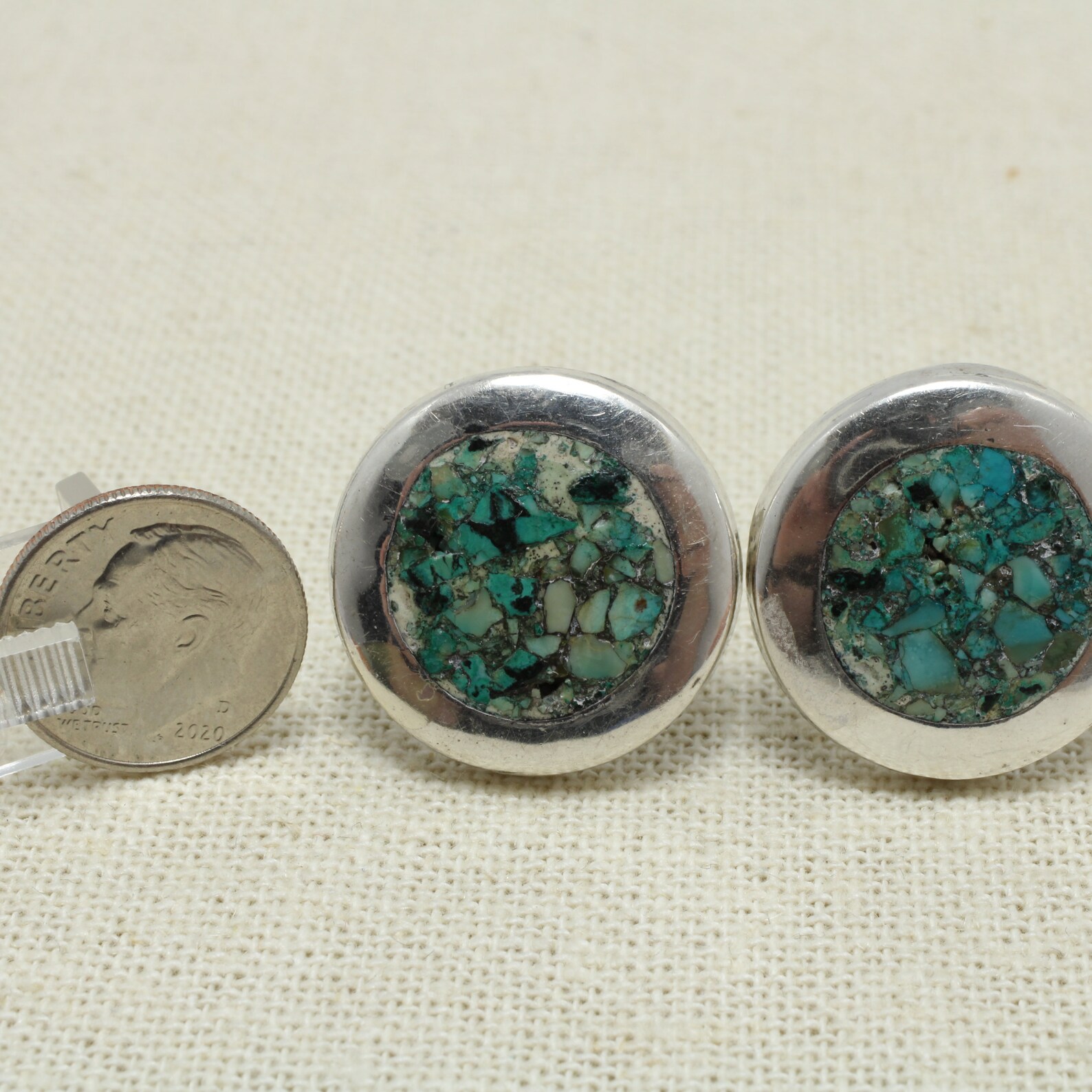 Vintage Taxco Sterling Silver Turquoise Cufflinks Large - Etsy
