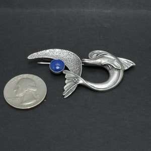 Vintage Sterling Silver Dolphin Pin Brooch Blue Enamel Signed MK - Etsy