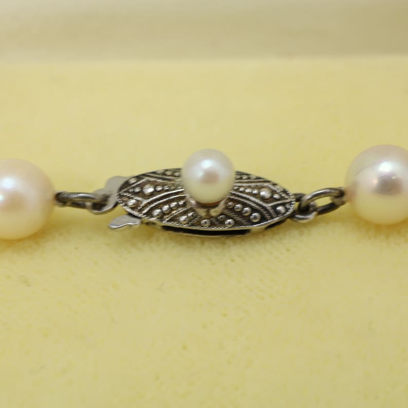 Mikimoto Pearl Necklace Sterling Silver 1950s Japan 17'' Graduated - Etsy