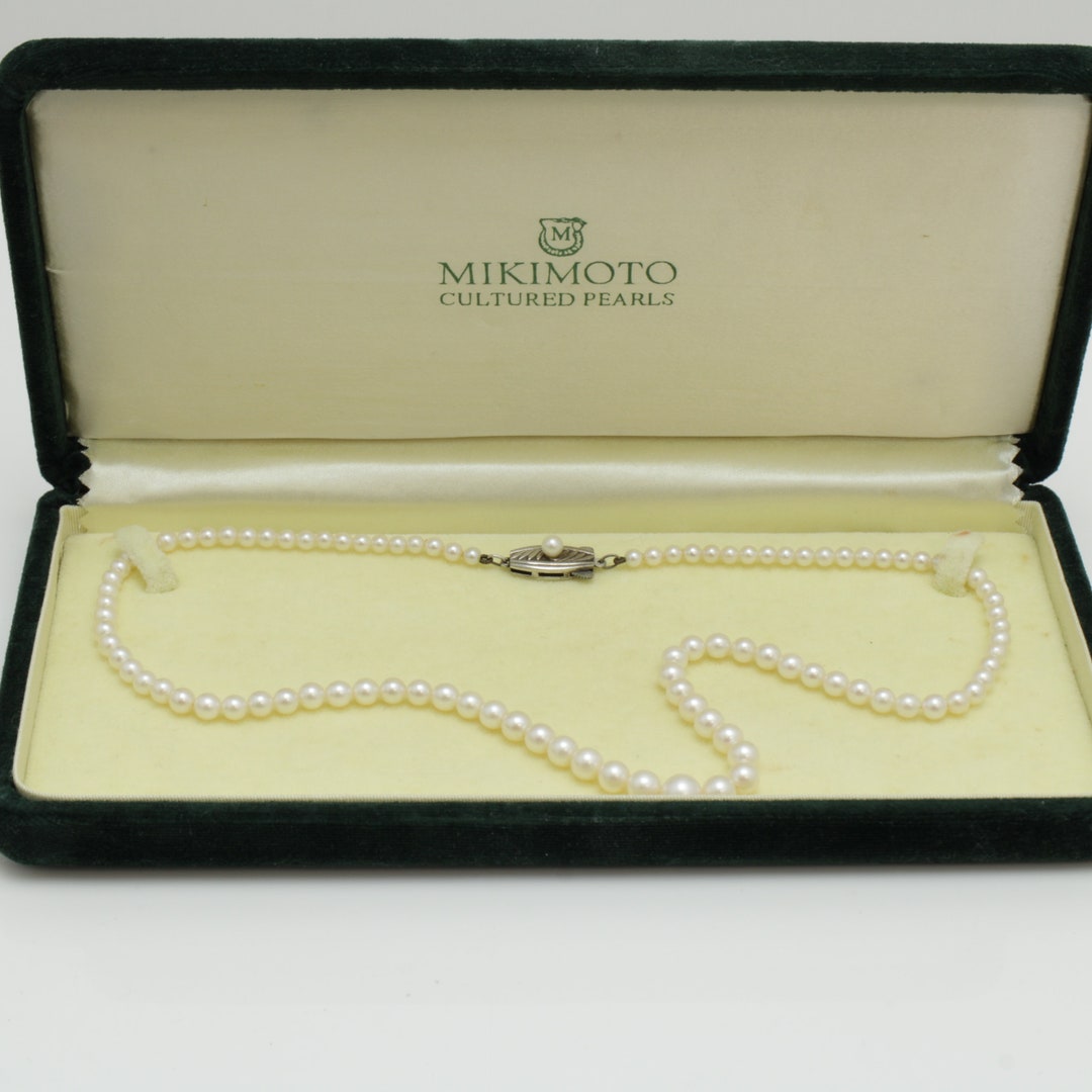 Vintage Mikimoto Pearl Necklace Sterling Silver 1960s Japan 18' Graduated - Etsy