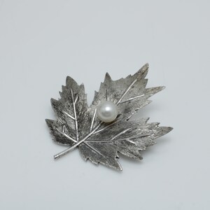 Vintage Mikimoto Pearl Brooch Sterling Silver 1950s Japan Maple Leaf Brooch Pin - Etsy