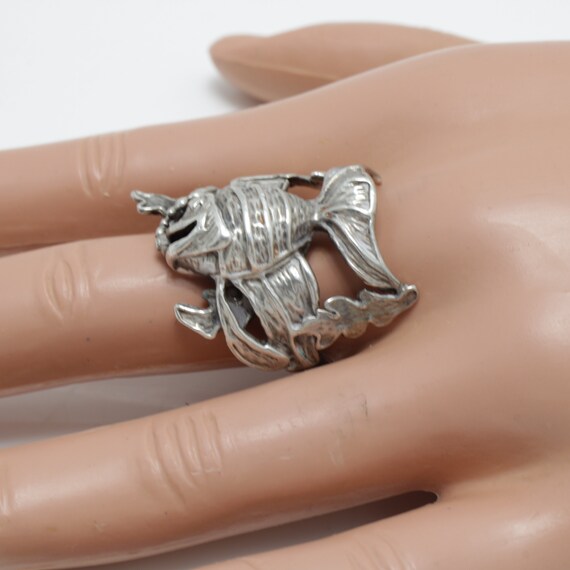 Vintage Fish Ring Sterling Silver Tropical Fish Ring … - Gem