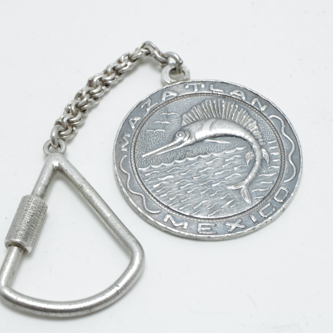 Vintage Mexican Sterling Silver Swordfish Keyring Key Chain Mazatlan ...