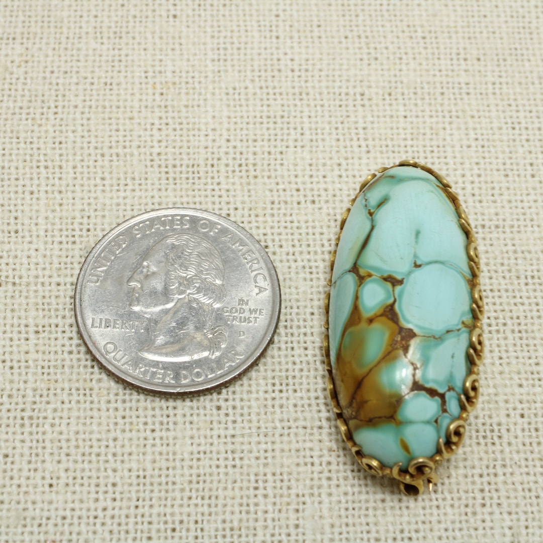 Vintage 14k Gold Persian Turquoise Pin Brooch - Etsy