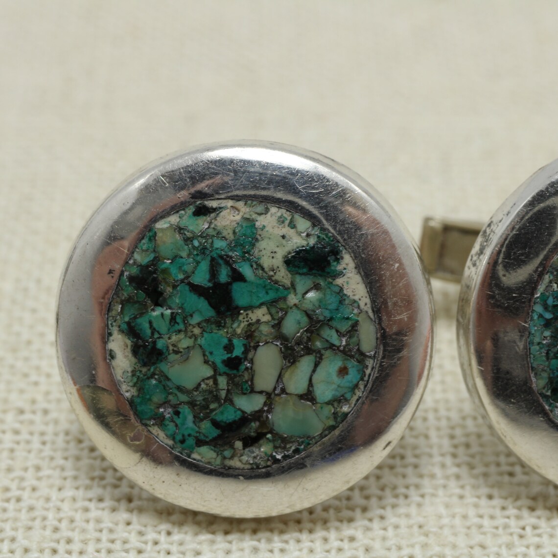 Vintage Taxco Sterling Silver Turquoise Cufflinks Large - Etsy