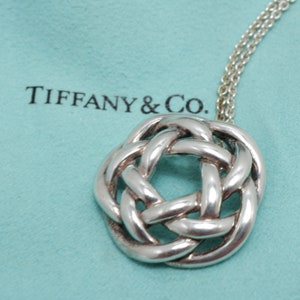 Tiffany Co Silver Celtic Love Knot Necklace Pendant 16.25 Chain Etsy
