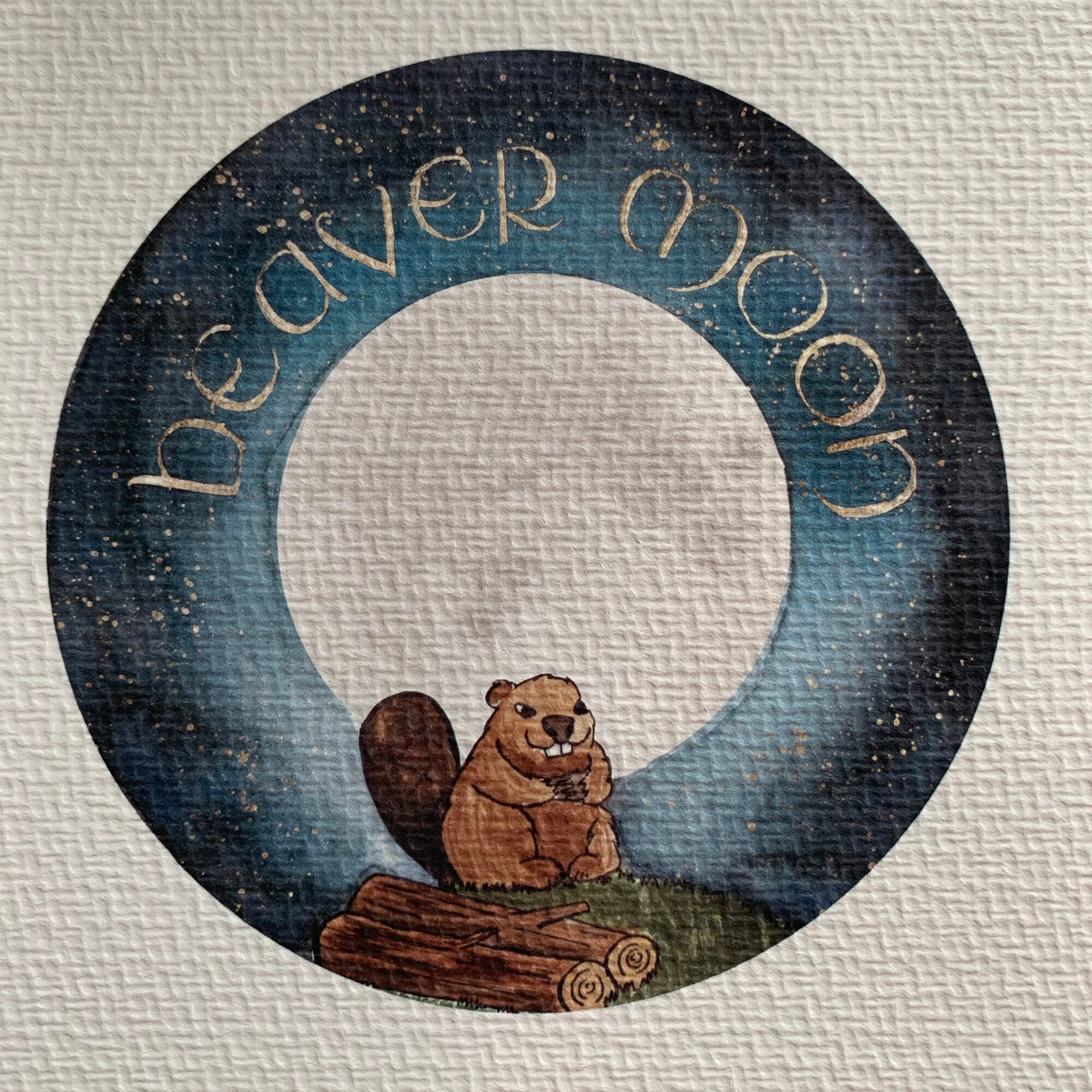 Full Moon Beaver Print - Etsy