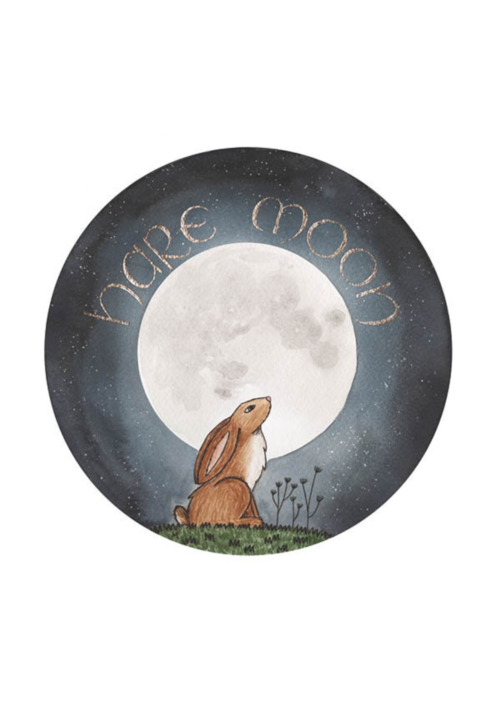Full Moon Hare Greetings Card | Etsy