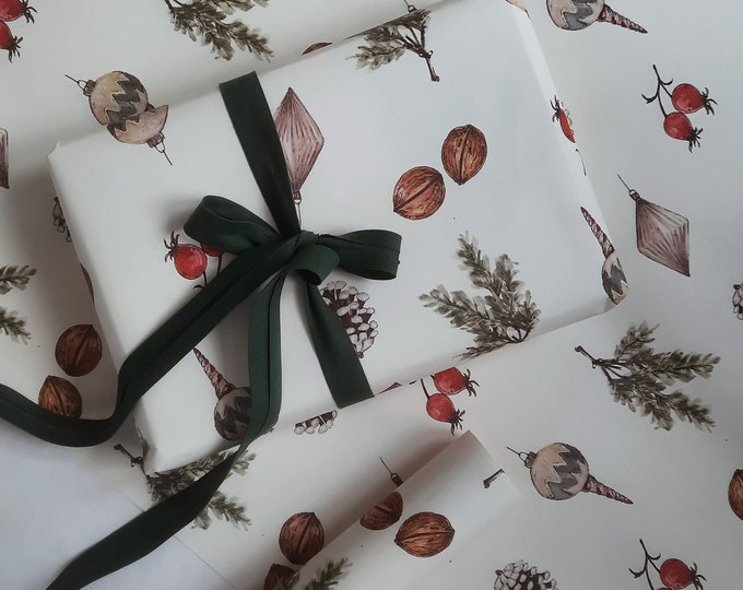 Christmas Wrapping Paper Christmas Gift Wrap Rustic - Etsy Hong Kong