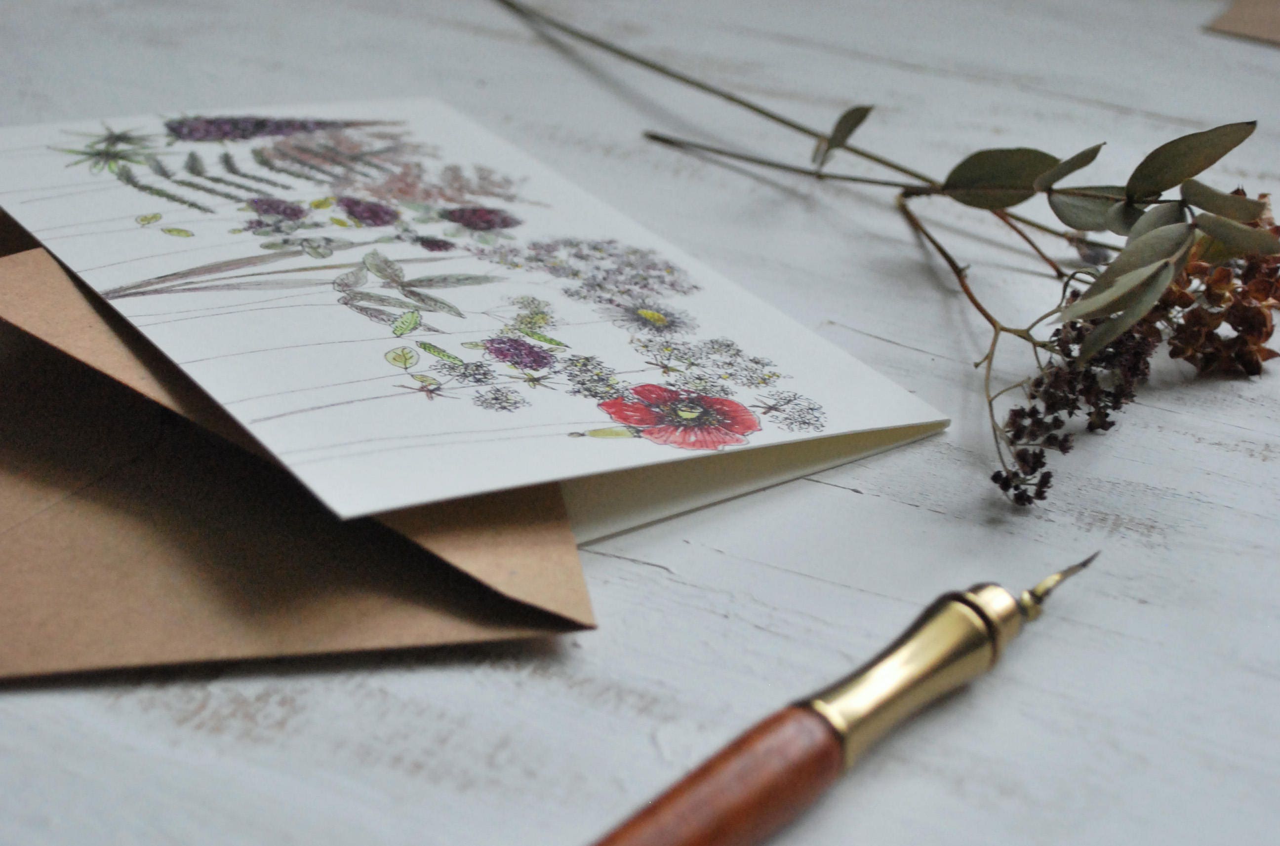 Greeting Card Birthday Card Rustic Greeting Card Floral | Etsy