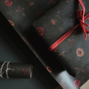 Florals on Dark Green Wrapping Paper, Gift Wrap, Gift Wrapping Paper ...