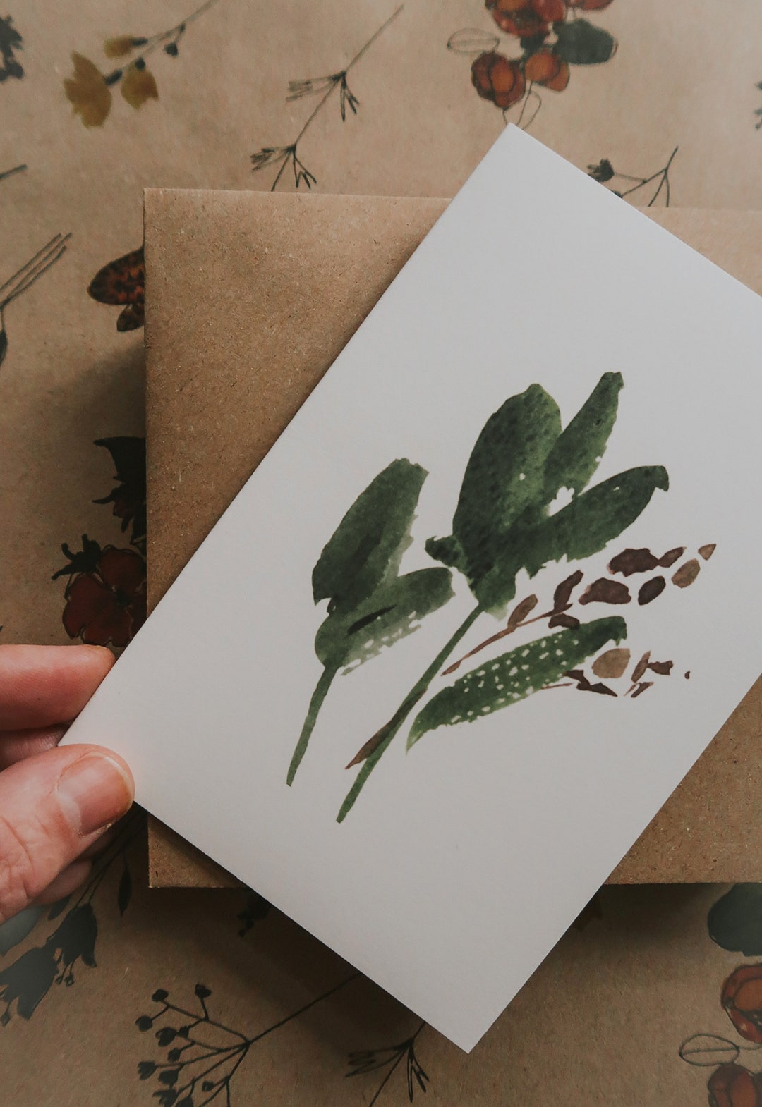 Botanical Birthday Card, Green Leaves Watercolor Print (4x6) - Etsy
