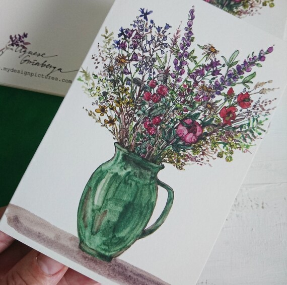 Greeting Card Birthday Card Rustic Greeting Card Floral | Etsy