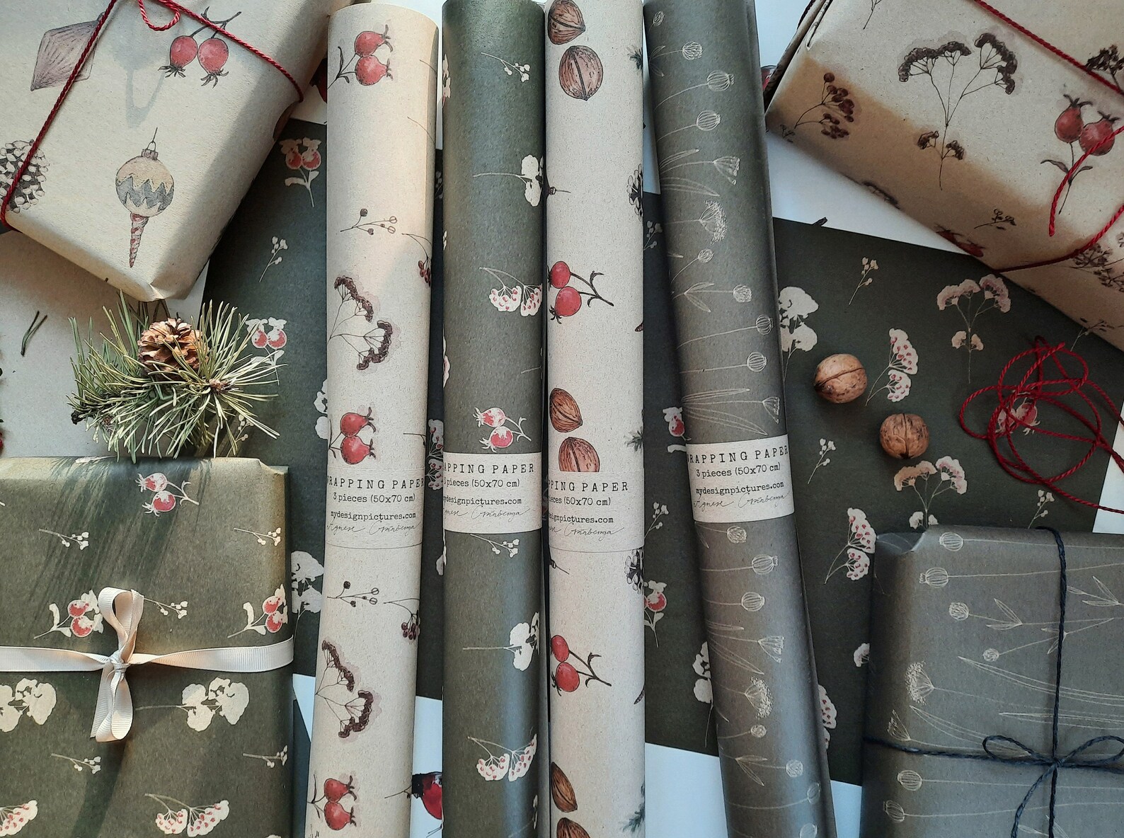 Graphical Wrapping Papergift Wrap Rustic Wrapping Floral | Etsy