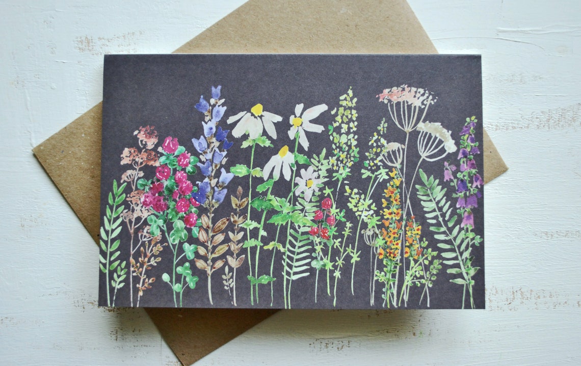 Greeting Card Birthday Card Rustic Greeting Card Floral - Etsy